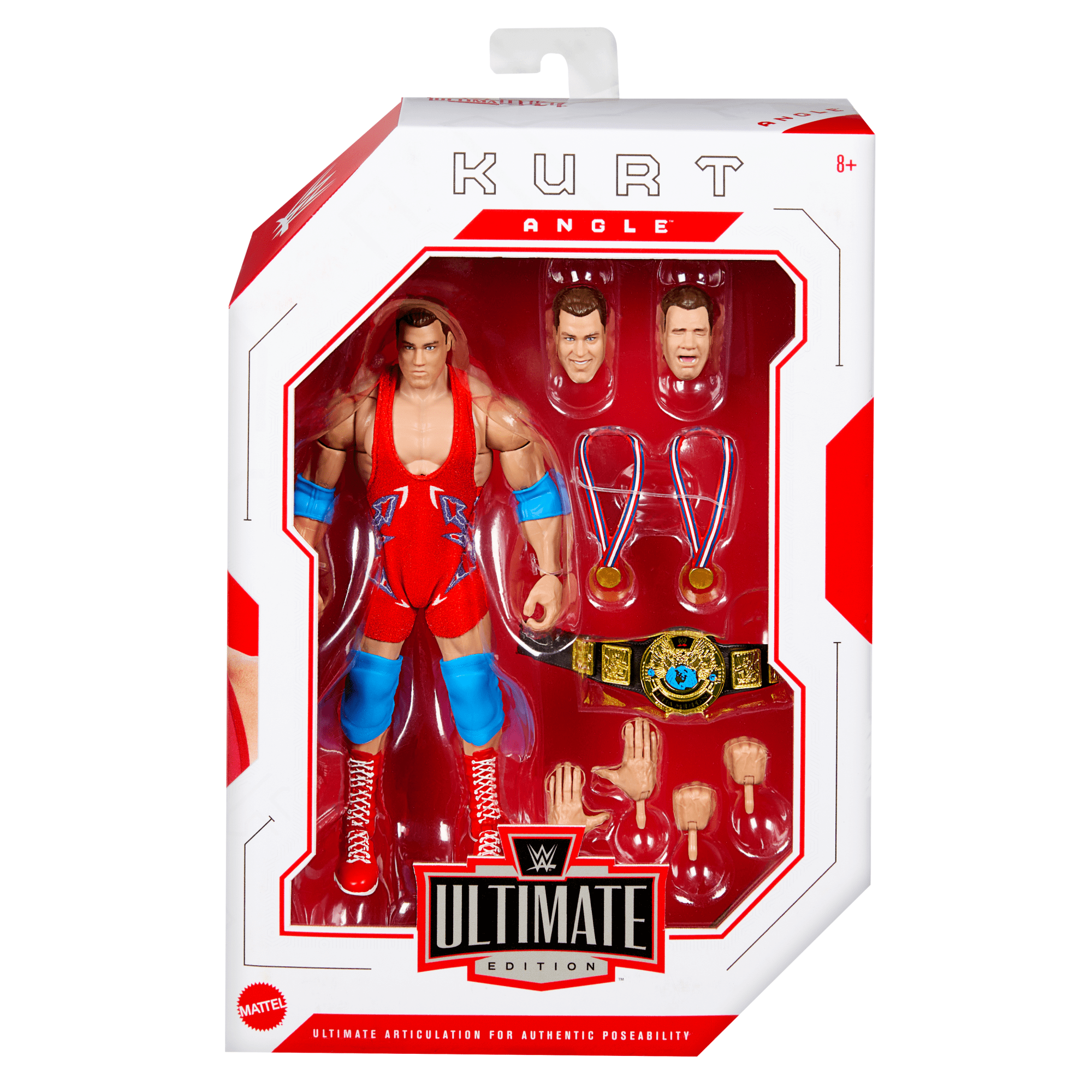 WWE Ultimate Edition Kurt Angle Action Figure & Accessories Set, 6-inch Collectible, 30 ...