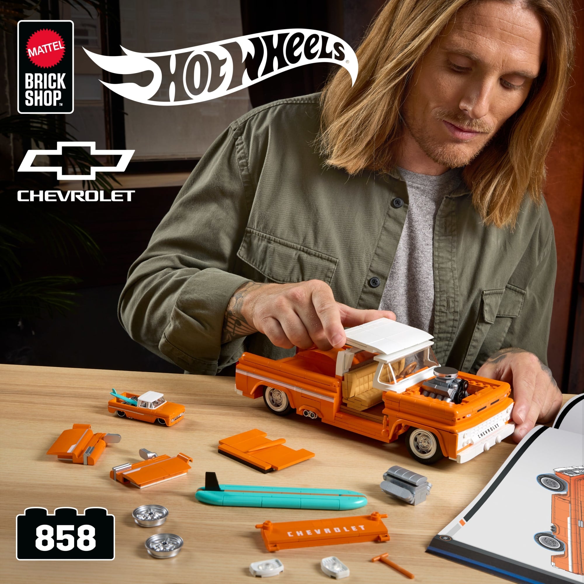 Mattel Brick Shop Hot Wheels Custom ’62 Chevy Pickup Bauspielzeugset ...