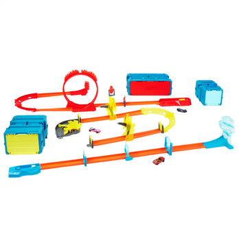 Hot Wheels Track Set with Cars & Storage Boxes | MATTEL