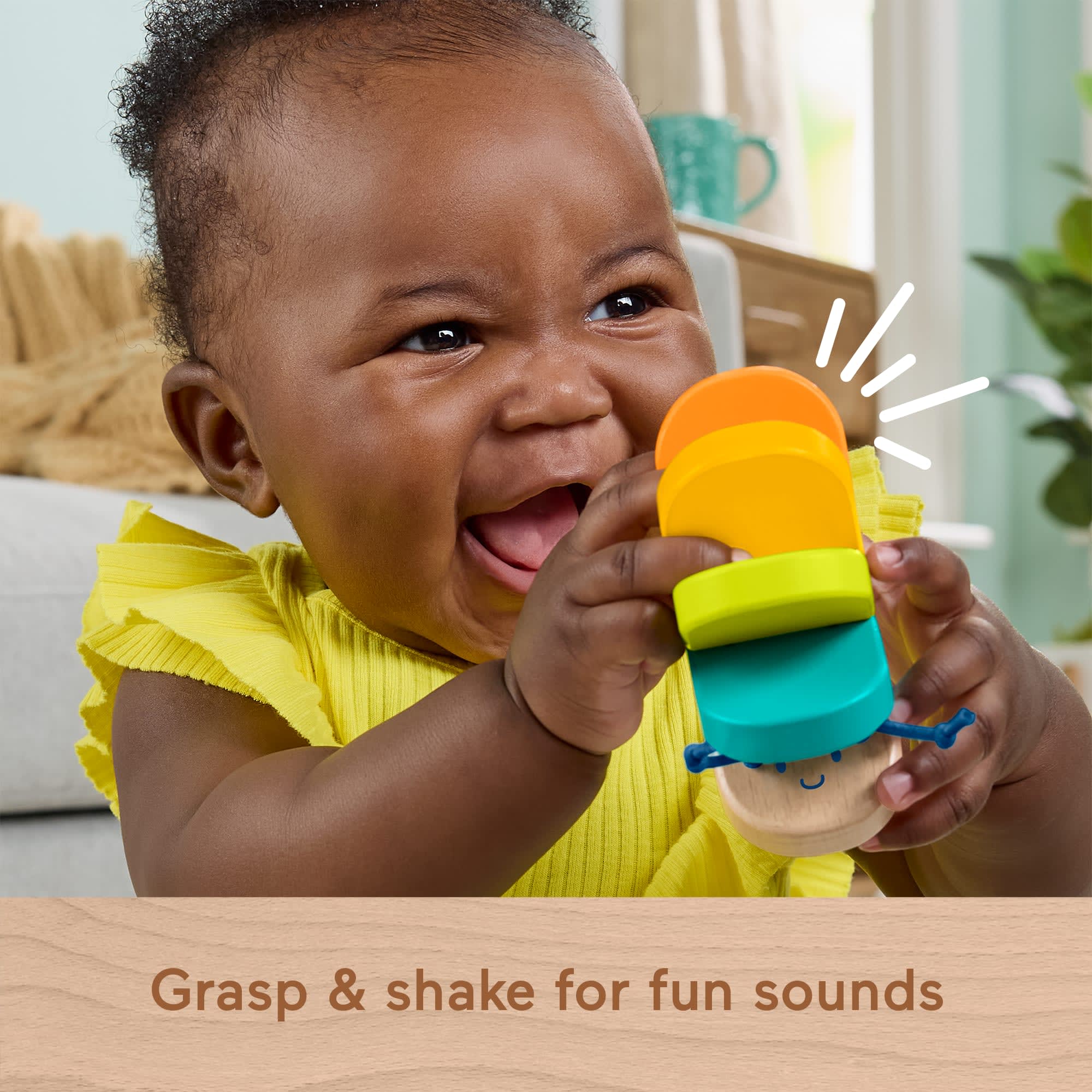 Fisher-Price Wooden Clacker Caterpillar Activity Rattle Toy | Mattel