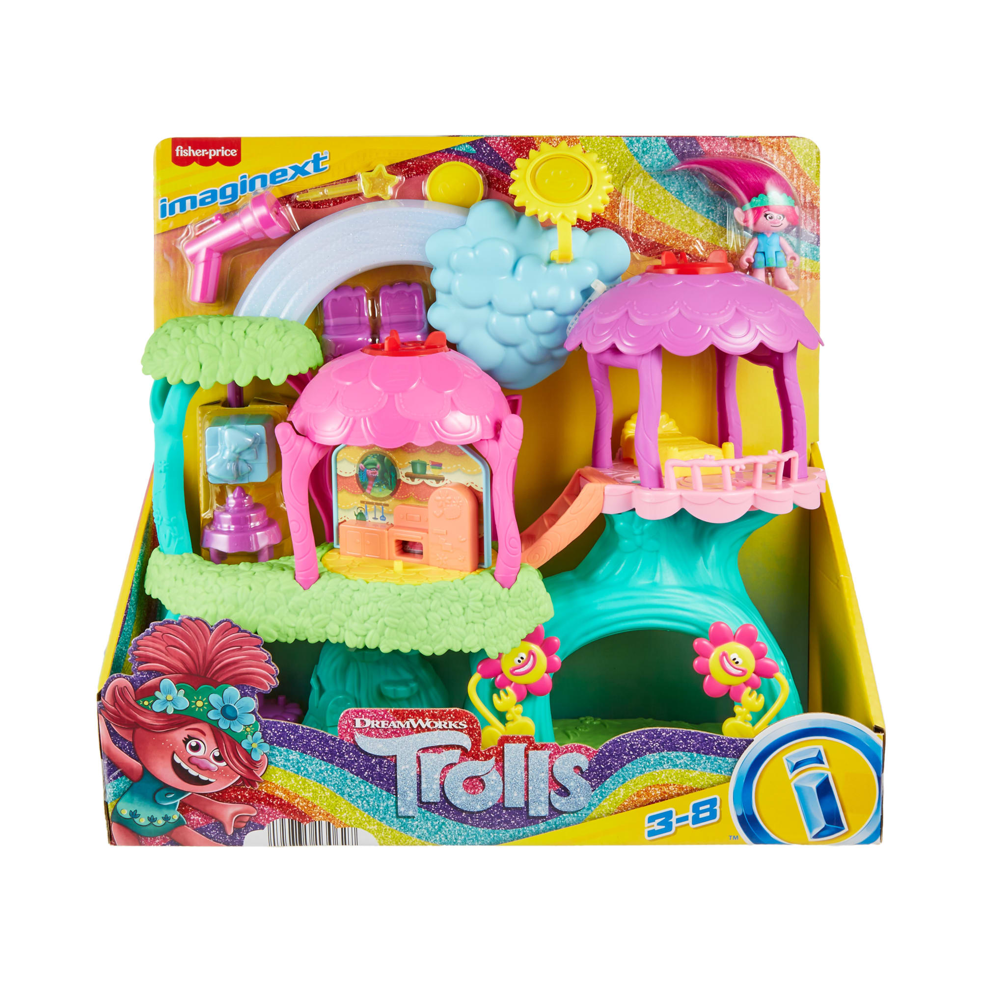 Imaginext Dreamworks Trolls Lights & Sounds Rainbow Treehouse | HML49 ...
