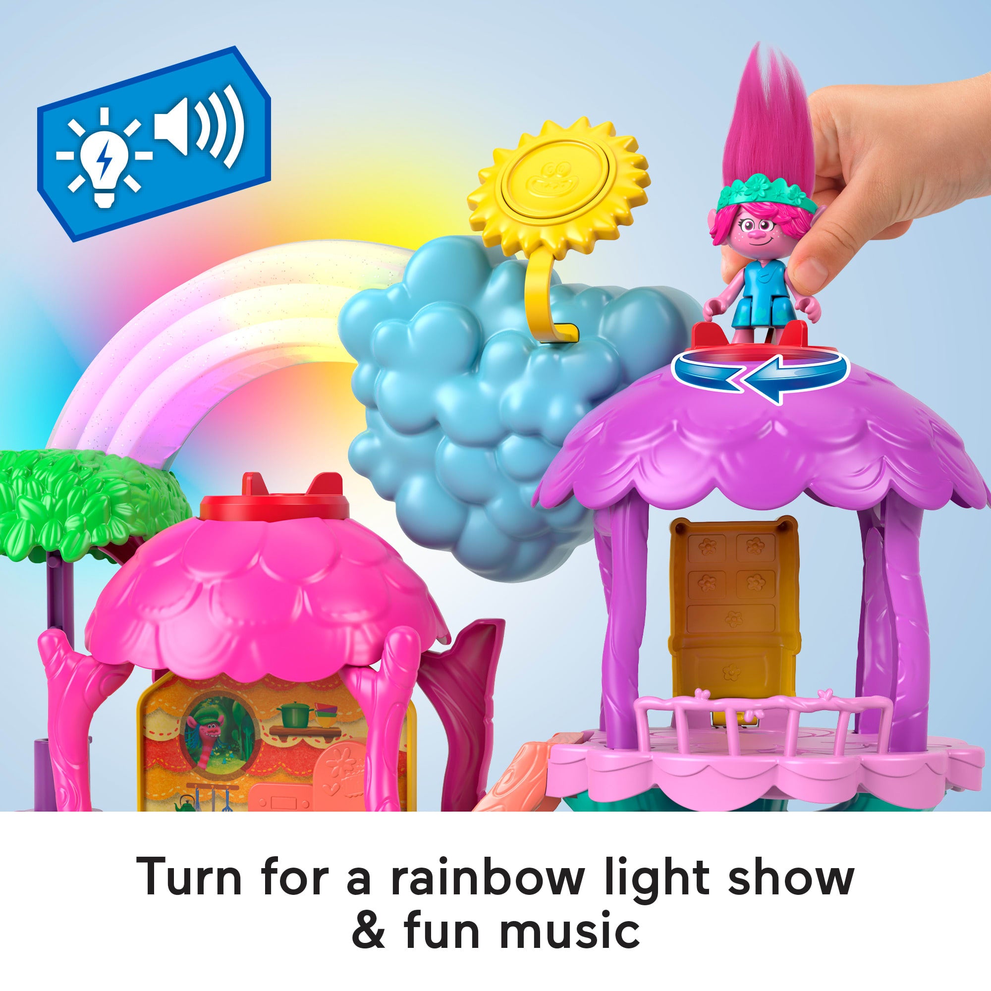 Imaginext Dreamworks Trolls Lights & Sounds Rainbow Treehouse | HML49 | MATTEL