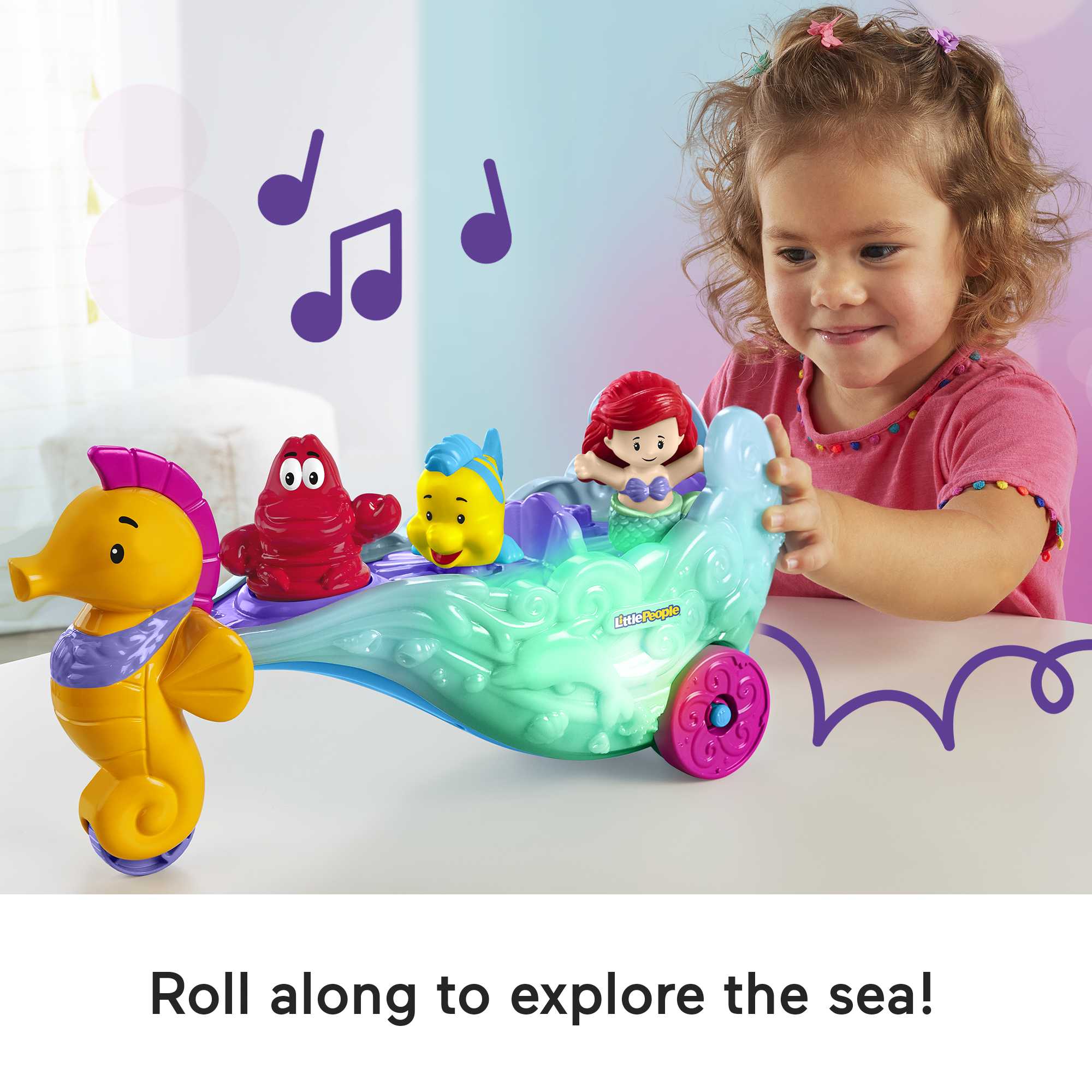 Disney Princess Ariel'S Light-Up Sea Carriage By Little People | HMX83 ...